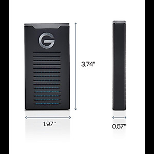 G-Technology 1TB G-DRIVE mobile SSD Durable Portable External Storage - USB-C (USB 3.1), Up to 560 MB/s - 0G06053-1, black