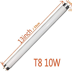 COOSPIDER 2-Pack T8 F10 U/V BL 10W Replacement Light Bulb CFL Fluorescent Straight Tube 13 Inch