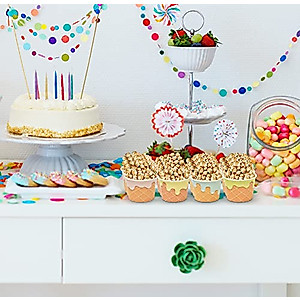 Gift Boutique 60 Ice Cream Cone Treat Snack Cups 10 Oz. Disposable Paper Cup Dessert Ice Cream Bowls Pink Blue Yellow Green Frozen Treats Cupcakes Birthday Party Favor Supplies Decorations