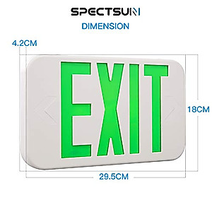 Spectsun 4 PACK LED Exit Sign Red & Green Letter -UL Certified Exit Sign with Battery Backup Emergency Lights-120V-277V Universal Mounting Double Face- ABS Fire Resistance-Exit Lighting for Home