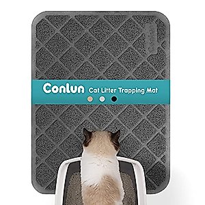 Conlun Cat Litter Mat Litter Trapping Mat, 24" x 17" Premium Durable PVC Grid Mesh with Scatter Control, Non-Slip, Less Waste Cat Litter Box Mat, Soft on Kitty’s Paws, Urine Waterproof