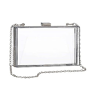 Women Clear Crossbody Purse Acrylic Transparent Clutch Bag Shoulder Handbag With Gold Chain Strap (silver)