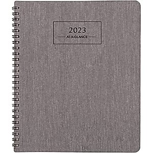 AT-A-GLANCE 2023 Weekly & Monthly Planner, 8-1/2" x 11", Large, Monthly Tabs, Pocket, Divided Format, Elevation, Gray (75955L05)