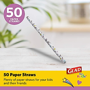 GLAD for Kids Paper Straws | Unicorn Paper Straws With Fun and Adorable Design for Kids | 50 Count Disposable Paper Straws for Drinking | Drinking Straws for Kids