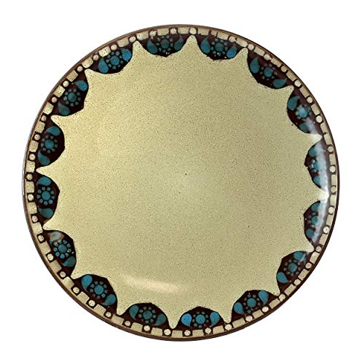 Elama CLAYHEART16 Clay Heart 16 Piece Luxurious Stoneware Dinnerware with Complete Setting for 4, 16pc, pc, Tan, Blue, Brown