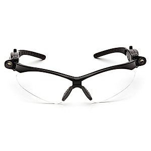 Pyramex PMXTREME Safety Glasses, Black Frame / Clear Anti-Fog Lens (NO CORD), LED Temples