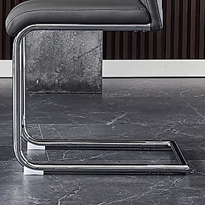 Baysitone Modern Dining Chairs Set of 6, Grey Dining Room Chairs, Metal Kitchen Chairs with Leather Padded Seat High Back, Chairs for Dining Room, Kitchen, Living Room