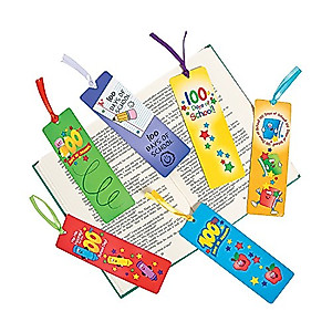 Fun Express 100Th Day Laminated Bookmarks - 48 Pieces - Educational and Learning Activities for Kids