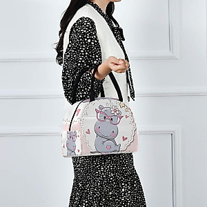 Cute Hippo Lunch Bag Tote Bag Lunch Bag for Women Lunch Box Insulated Lunch Container(93)
