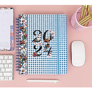 Vera Bradley Hardcover Daily Planner 2023-2024, Spiral Planner Dated August 2023 - December 2024, Jumbo Size Cute Planner, Weekly Planner with Monthly Calendar, Stickers, & Pockets, Sea Air Floral