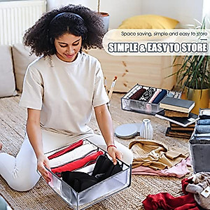 Shappy 6 Pcs Washable Wardrobe Clothes Organizer, Drawer Organizers Clothes for Family, Drawer Dividers for Clothes, Foldable Mesh Separation Box for Bedroom, Gray Grids (Classic)