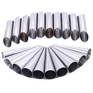 Cream Horn Molds, 21 pcs Moulds Stainless Steel Cannoli Form Tubes Cream Roll Mold Screw Croissant Mold Cone Tubular Shaped Mold for Cannoli Tubes Croissant Baking Forms Mould with Cleaning Brush
