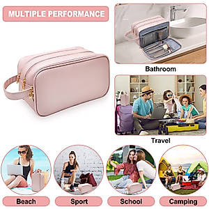 Travel-Accessories Makeup Bag for Women,Water Resistant Toiletry-Bag-For-Travel-Essentials,Dorm Room Essentials,Eco Leather Cosmetic Bag for Full Size Toiletries,Mother's Day Graduation Gifts for Her