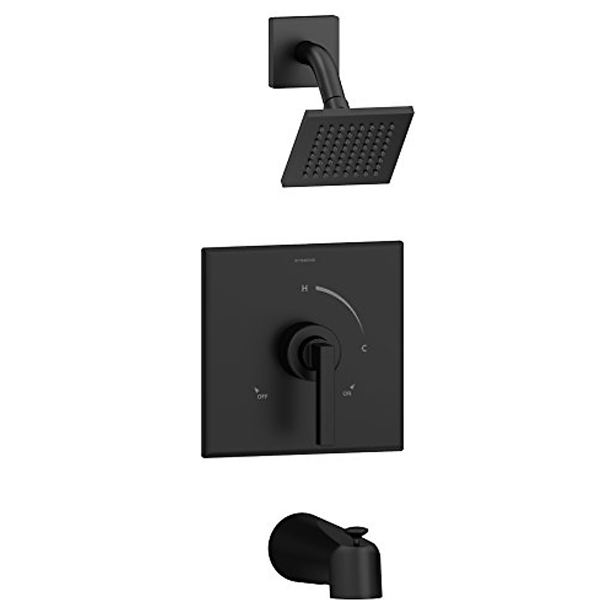 Symmons 3602-MB-SH4-1.5-TRM Duro Single Handle 1-Spray Tub and Shower Faucet Trim in Matte Black - 1.5 GPM (Valve Not Included)