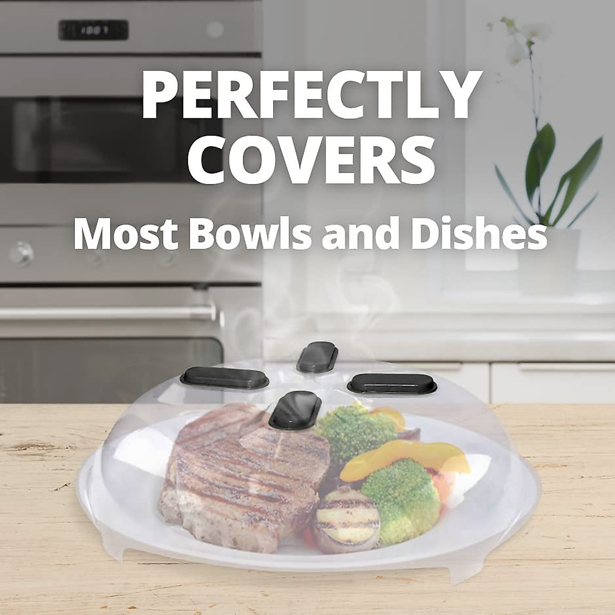 HOVER COVER Magnetic Microwave Cover for Food | Clear Microwave Splatter Cover | Microwave Plate Cover with Steam Vents | Food Grade Dish Cover | BPA-Free | Dishwasher Safe | Black & Green Bundle Pack