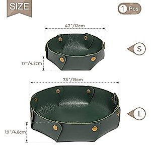 Aoyinism Leather Valet Trays,Premium Catchall Trays,Jewelry Trays, Decorative Desk Organizer, Soft Foldable Desk Organizer, Office/Home Organization Trays(Large and Small,2PCS) (Green)