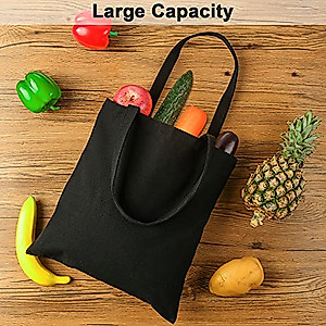 Canvas Tote Bags. (5-pack) Pack Lightweight blank Recycled canvas tote Reusable Cotton Polyester Grocery eco friendly, Suitable for DIY, Gift,Promotion, Activtiy,Washable, black