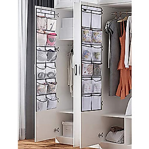 MISSLO Over The Door Shoe Organizer 12 Large Mesh Pockets Hanging Narrow Closet Door, White, 2 Pack