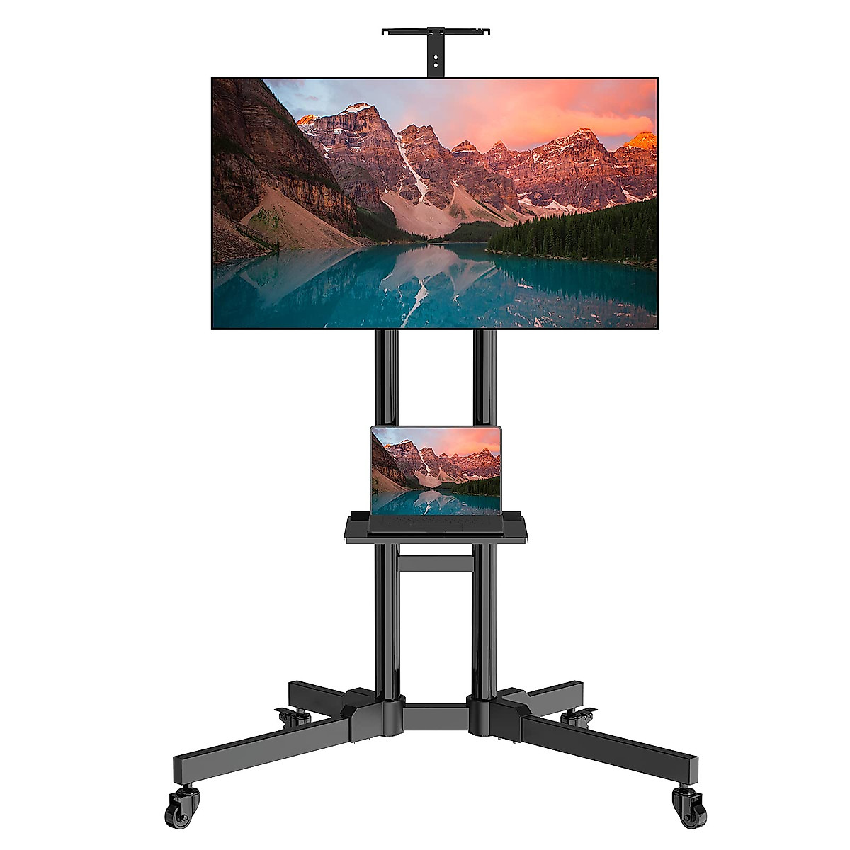 Mobile TV Stand with Wheels for 32-70 inch LED LCD 4K Flat/Curved Screen TVs, UL Certificated Rolling/Floor TV Cart, Height Adjustable TV Trolley with Shelf Up to 121 lbs Max VESA 600x400mm- TC004