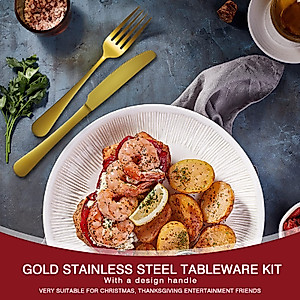 SUTETLW 20 PCS Kitchen Cutlery Set - Stainless Steel Flatware for 4 Dishwasher Safe Kitchen Tableware Ware Include 4pcs Spoon,4pcs Fork,4pcs Knife,4pcs Dessert Fork,4pcs Teaspoon (Rainbow)