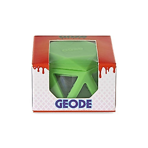 Ooze Green Geode Silicone Glass Stash Jar 11mL (1.6"x1") - Hexagonal Gemstone Shape - Glass Silicone Concentrate Container - 1 Count