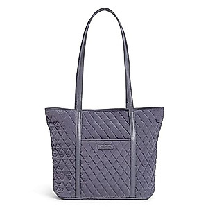 Vera Bradley Women's Small Trimmed Vera Totes, Microfiber, Carbon Gray