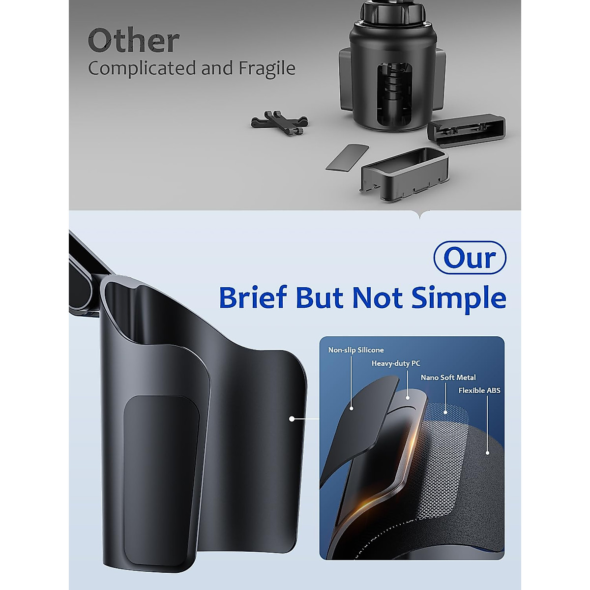 Car Cup Holder Phone Mount: [Bottle Friendly] Car Cell Phones Cup Stand Expander with Height Adjustable Arm Fit for Truck | SUV | Automobile Compatible with iPhone & Samsung & Android Smartphones