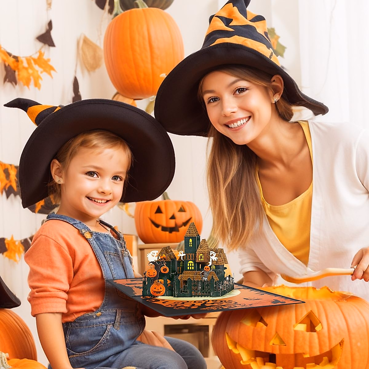 CNLITIHEKA Spooky Castle Halloween Cards, Halloween Pop Up Cards, 3D Halloween Greeting Cards for Kids, Family, Friends.