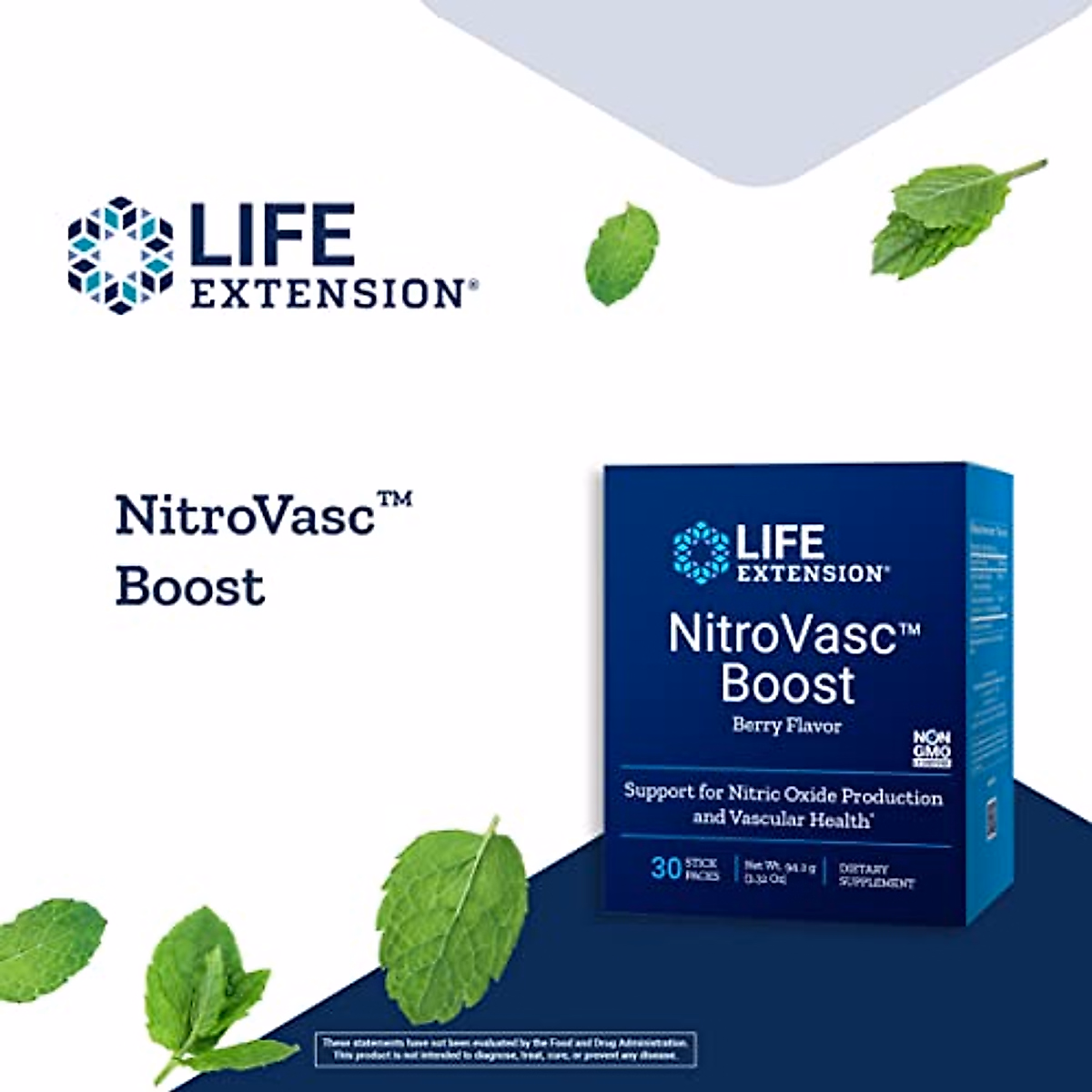Life Extension NitroVasc Boost - Circulatory Health Supplement for Men - Arginine & Aronia for Nitric Oxide Production Support & Heart Health – Berry Flavor, Gluten-Free, Non-GMO – 30 Stick Packs