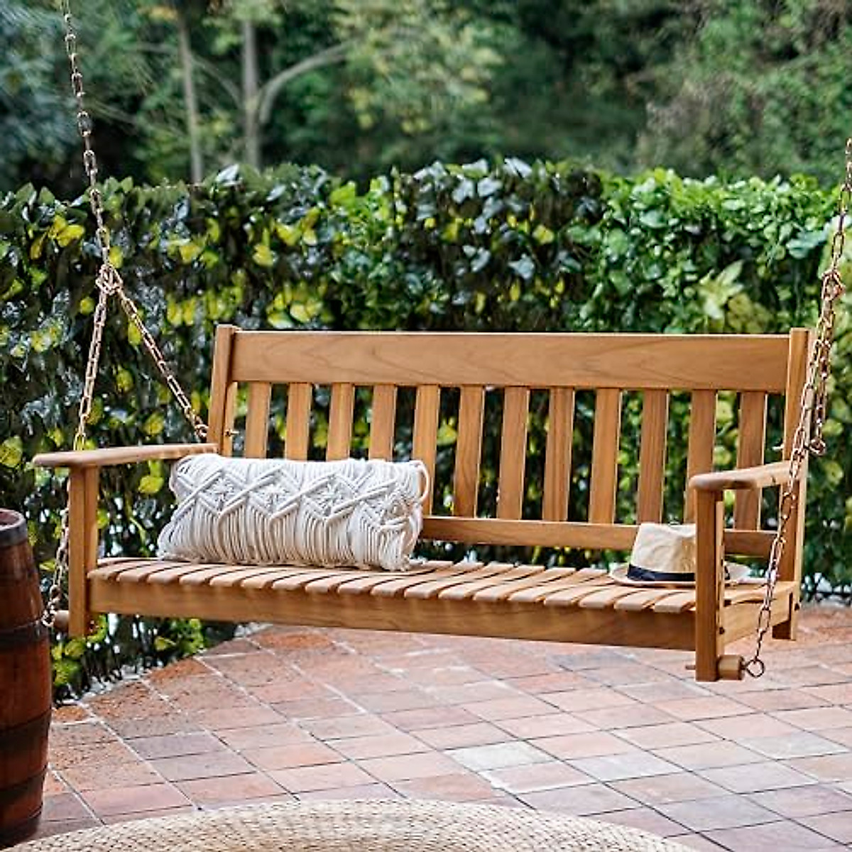 Cambridge Casual Teak Wood Porch Swing, Teak Frame, Bentley