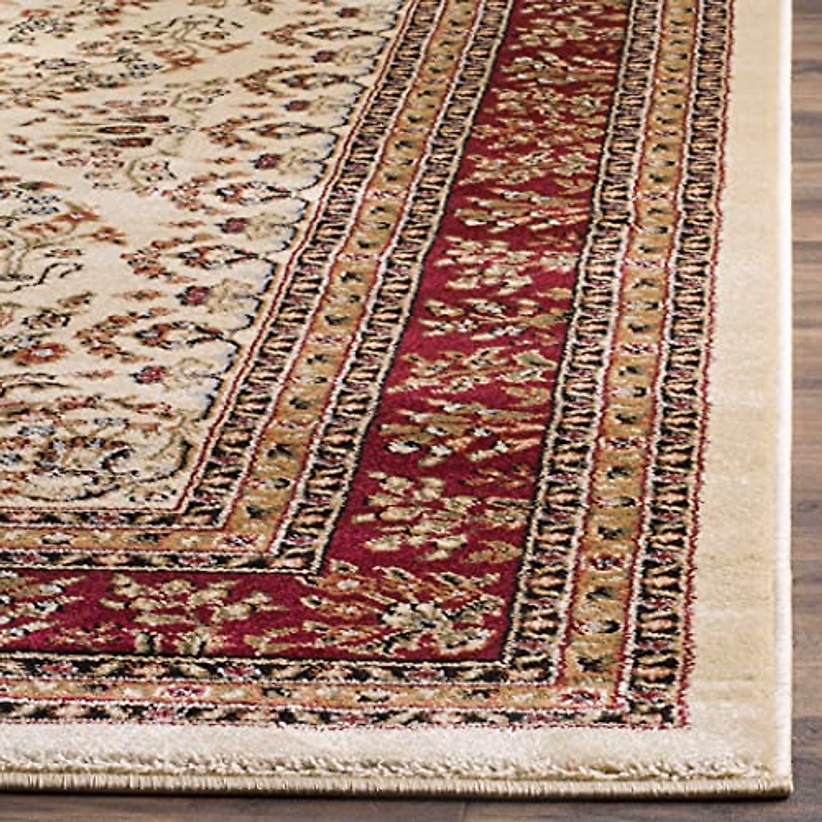 SAFAVIEH Lyndhurst Collection Area Rug - 9' x 12', Ivory & Red, Traditional Oriental Design, Non-Shedding & Easy Care, Ideal for High Traffic Areas in Living Room, Bedroom (LNH331A)
