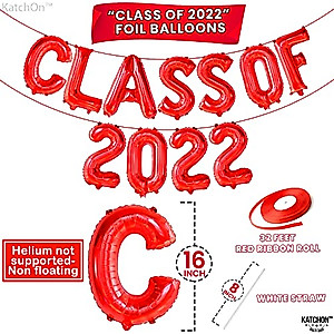 Red Class of 2022 Balloons - 16 Inch, Graduation 2022 Balloons Red | Large Congrats Grad Graduation Door Banner - 74x36 Inch | Class of 2022 Banner, Graduation Party Decoration | Graduation Door Cover