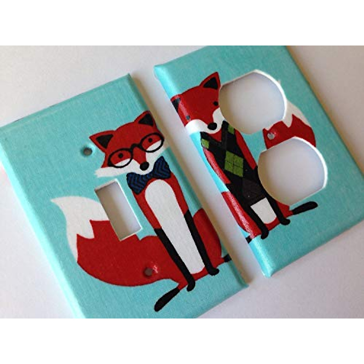 Fox and Glasses Light Switch Plate Cover Various Sizes Offered