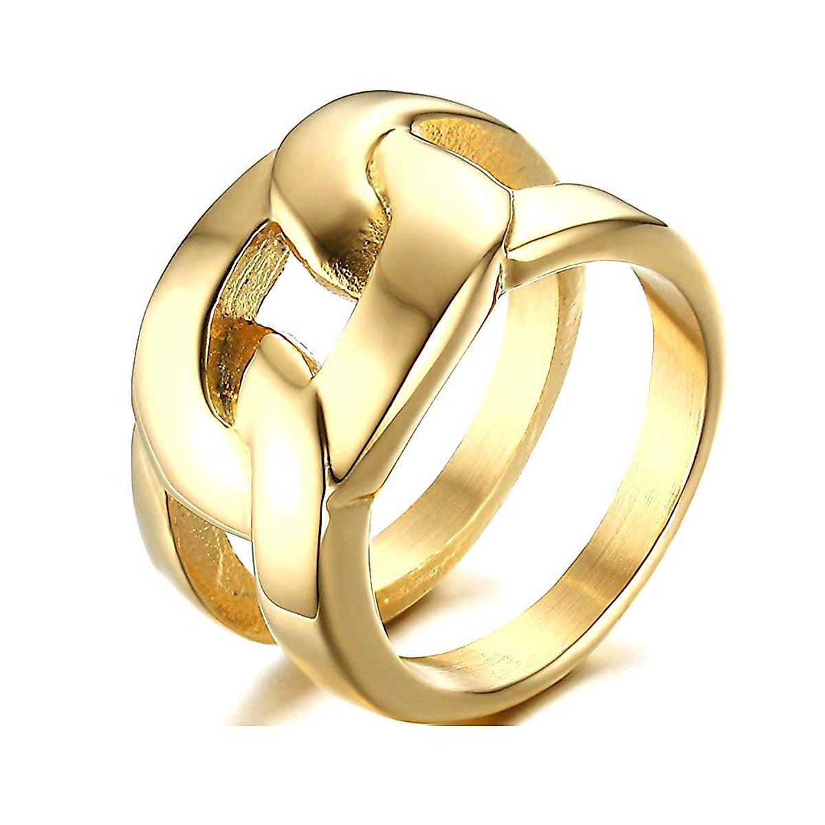 VNOX Womens Stainless Steel Linked Cuff Ring for Wedding Band Engagement Promise Size 8