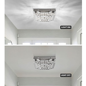 LED Crystal Chandelier Kitchen Ceiling Lights Crystal Flush Mount Ceiling Light Bedroom Chandelier Small Crystal Ceiling Light Fixture Modern Chandelier for Hallway Bathroom Chandelier Light,6000K