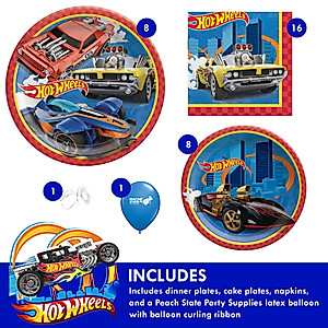 Hot Wheels Party Supplies Bundle with Luncheon Plates, Dessert Plates and Napkins for 8 Guests