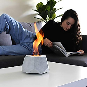 Colsen Hex Large Tabletop Ethanol Fire Pit - Indoor Outdoor Fire Pit, Portable Concrete Bowl Pot Fire Pit