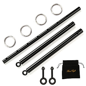 EXREIZST 3 in 1 Spreader Bar with 4 Leather Straps Set Adjustable Bar Training Tools Set, Black