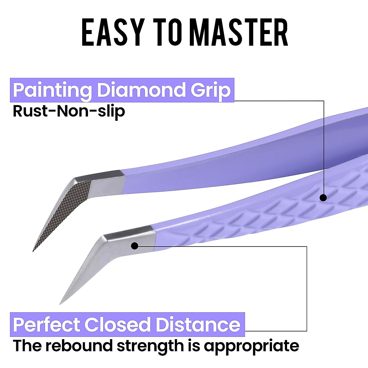 Fiber Tip Lash Tweezers For Eyelash Extension Tweezers Professional Artist Tech Work Kit Tools,Best Volume Eyelash Lashes Extensions Purple Tweezers Precision Supplies(Boot)