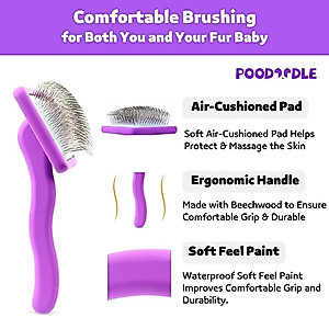 Poodoodle Dog Slicker Brush for Goldendoodle, Labradoodle & All Doodle Mix, Long Pin Wood Dog Brush for Long Haired Dogs, Tailored for Poodles & Doodles, Golden Doodle Brush for Grooming - Large
