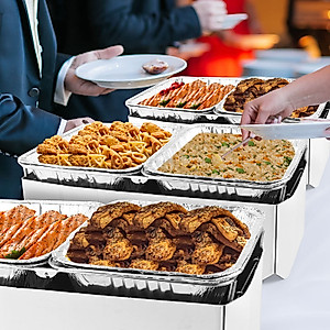 Restlrious Chafing Dish Buffet Set Disposable 4 Pack Full Size Aluminum Buffet Serving Kit, Chafer Stand Kit for Food Warmer in 36 Pieces w/Food Pan Water Pan & Utensils, for Parties Events BBQ