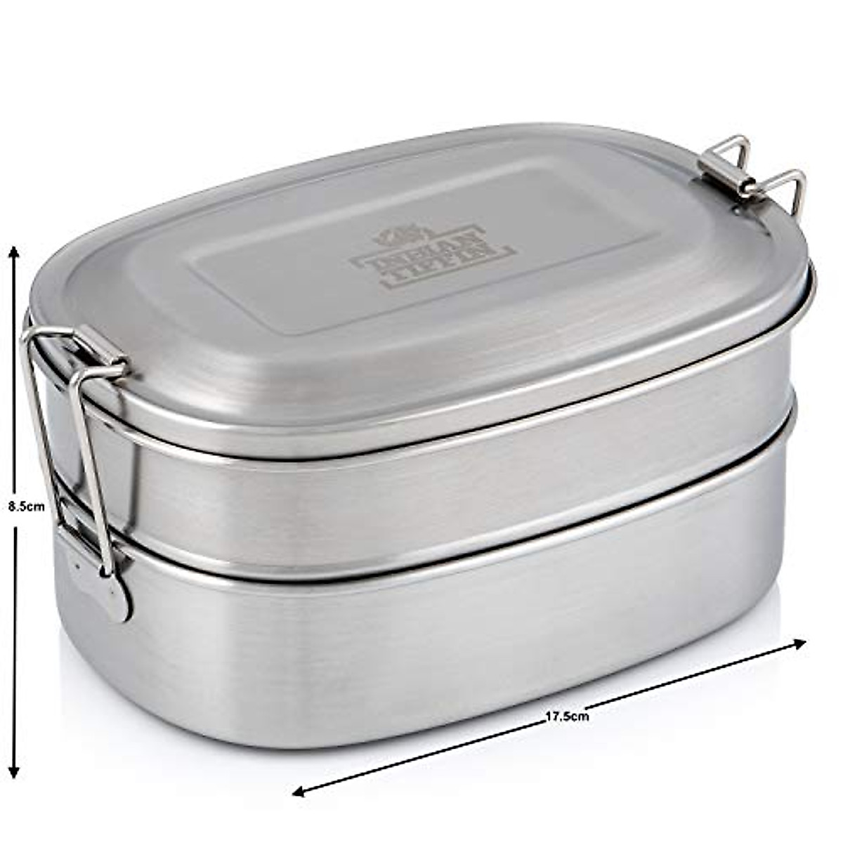 Indian-Tiffin Stainless Steel Double Layer Rectangular Lunchbox with Divider