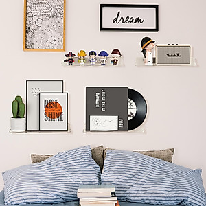 MAEKAUTE 15 inch Acrylic Shelves, Floating Wall Shelves Set of 4, Shelves for Wall Decor, with Invisible Display Shelf Organizer for Bathroom, Living Room,Bedroom and Kitchen