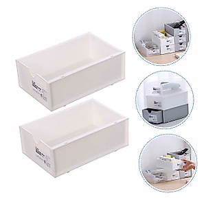 MUSISALY 2pcs Box Storage Box Toy Storage Bins Tool Storage Bins Stackable Storage Bins Drawer Storage Bins Sundry Container Desktop Storage Drawers Basket Storage Bins Books Bins White Pp