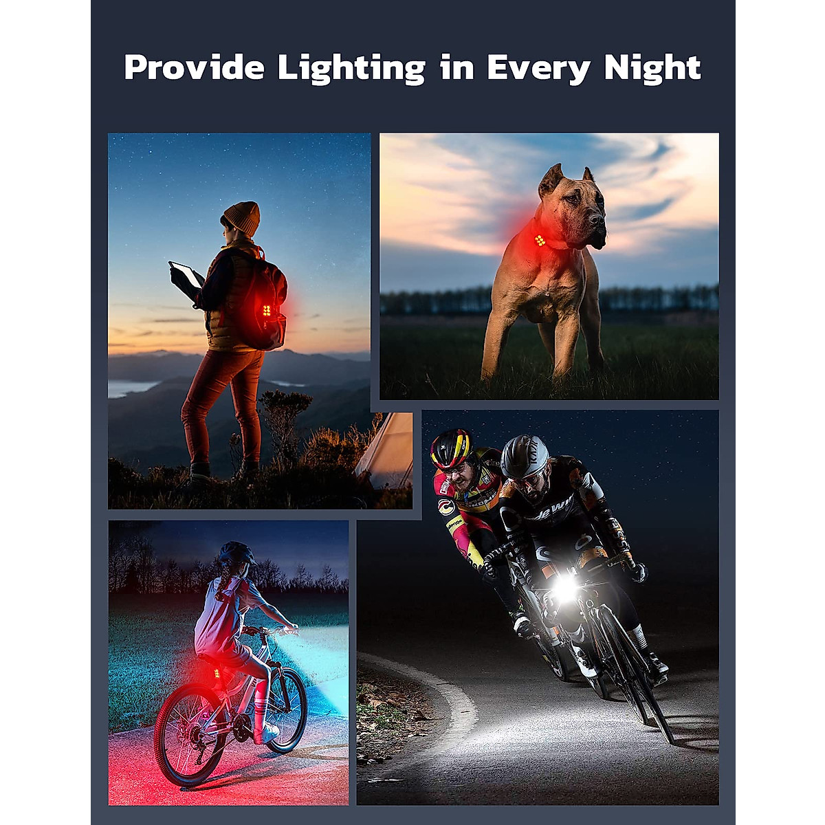 Zewdov Bike Lights for Night Riding, USB Rechargeable Bike Lights Front and Back, Waterproof IP65 Bicycle Light, 4+6 Modes Bike Headlight and Tail Light Set,1.5 Hrs Fast Charging, Easy to Install