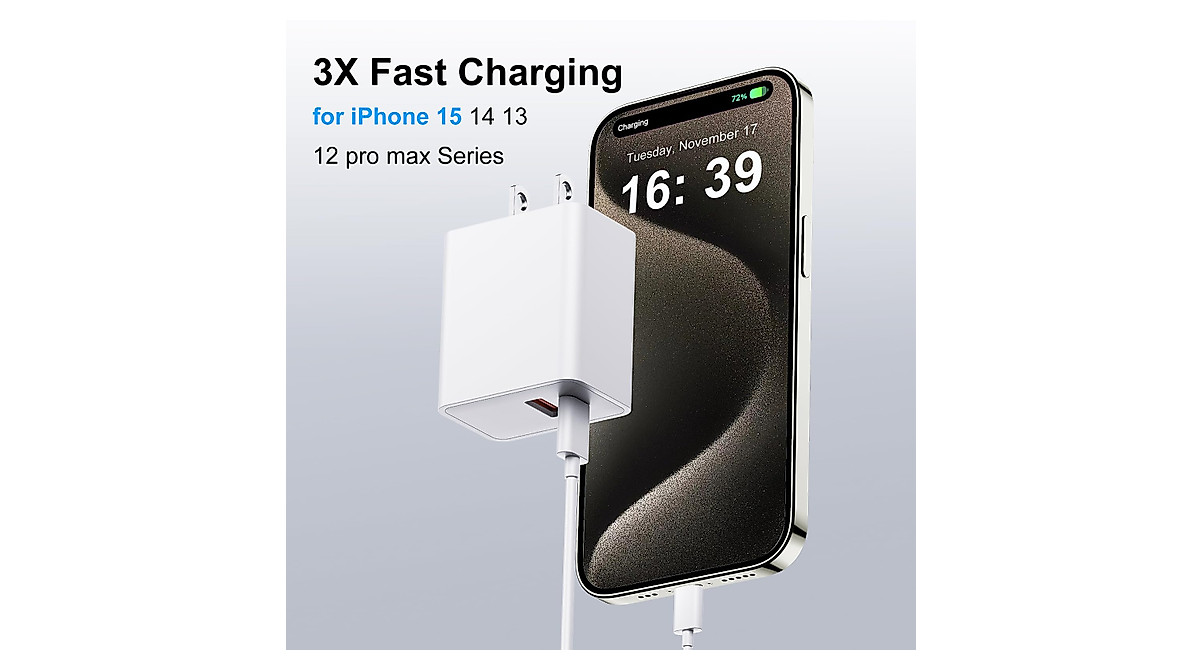 USB C iPhone 15 Fast Charger Block - 20W Power Adapter