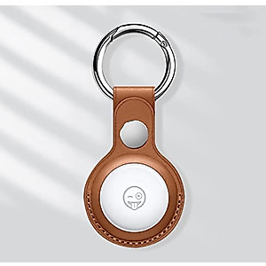 Apple Air Tag Holder Keychain - Airtag Keychain, PU Leather Airtag Holder, Airtag Case with Anti-Lost Key Chain for Luggage, Keys, Pets, Kids, Bag -Brown