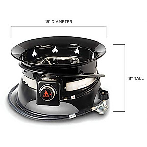 Outland Living 870 Premium Auto-Ignition Smokeless Outdoor Portable Propane Fire Pit with Cover & Carry Kit, 19-inch 58,000 BTU, Black