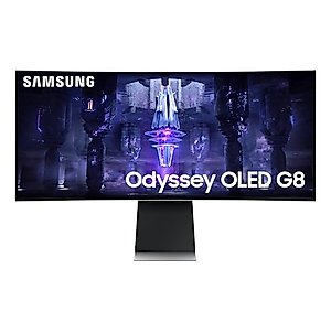 SAMSUNG 34" Odyssey G85SB Series QD-OLED Ultra WQHD Curved Gaming Monitor, 175Hz, 0.03ms, DisplayHDR True Black 400, AMD FreeSync Premium Pro, Advanced Game Streaming, LS34BG850SNXZA, 2023