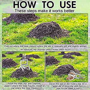 Mole Trap, Mole Whacker Trap, Galvanized Steel Gopher Trap, Reusable Vole Traps, Pest Control Traps for Gopher Vole Lawn Outdoor (4 Pieces)